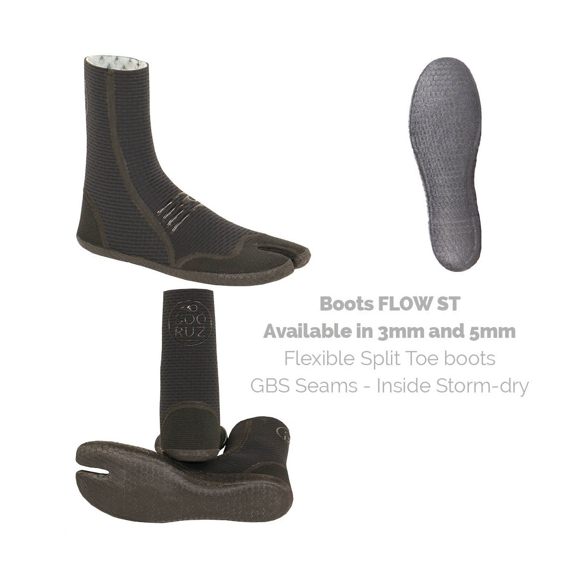 SOORUZ Surf Boots Flow ST 3mm מגפי גלישה 3 מ"מ בוהן מפוצלת – דוגית